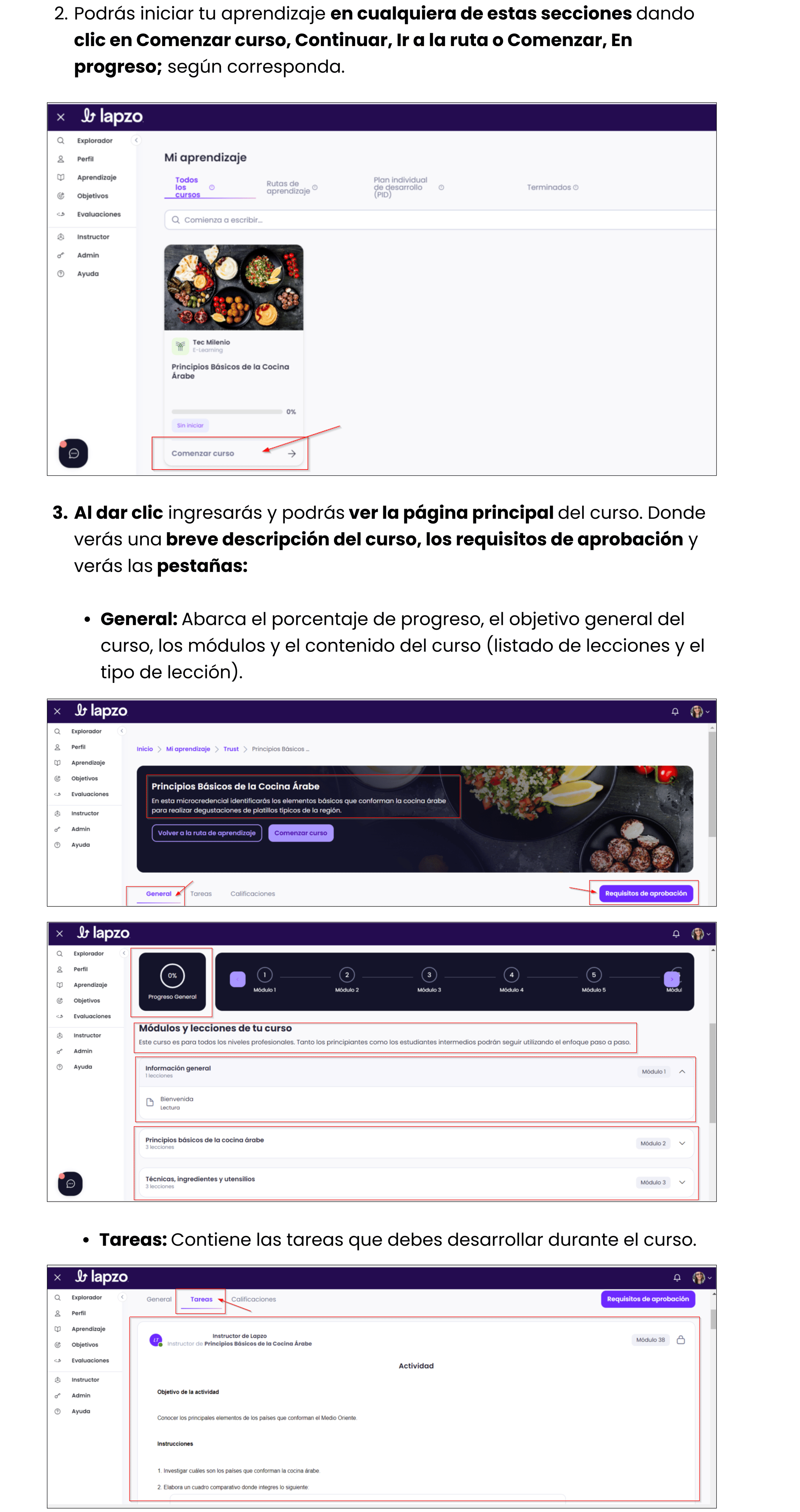 ¿Cómo tomar cursos dentro de la plataforma?